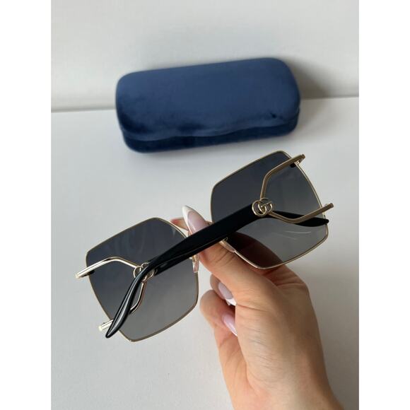 Gucci | Accessories | New Gucci Gg564sa Oversized Grey Gold Sunglasses ...